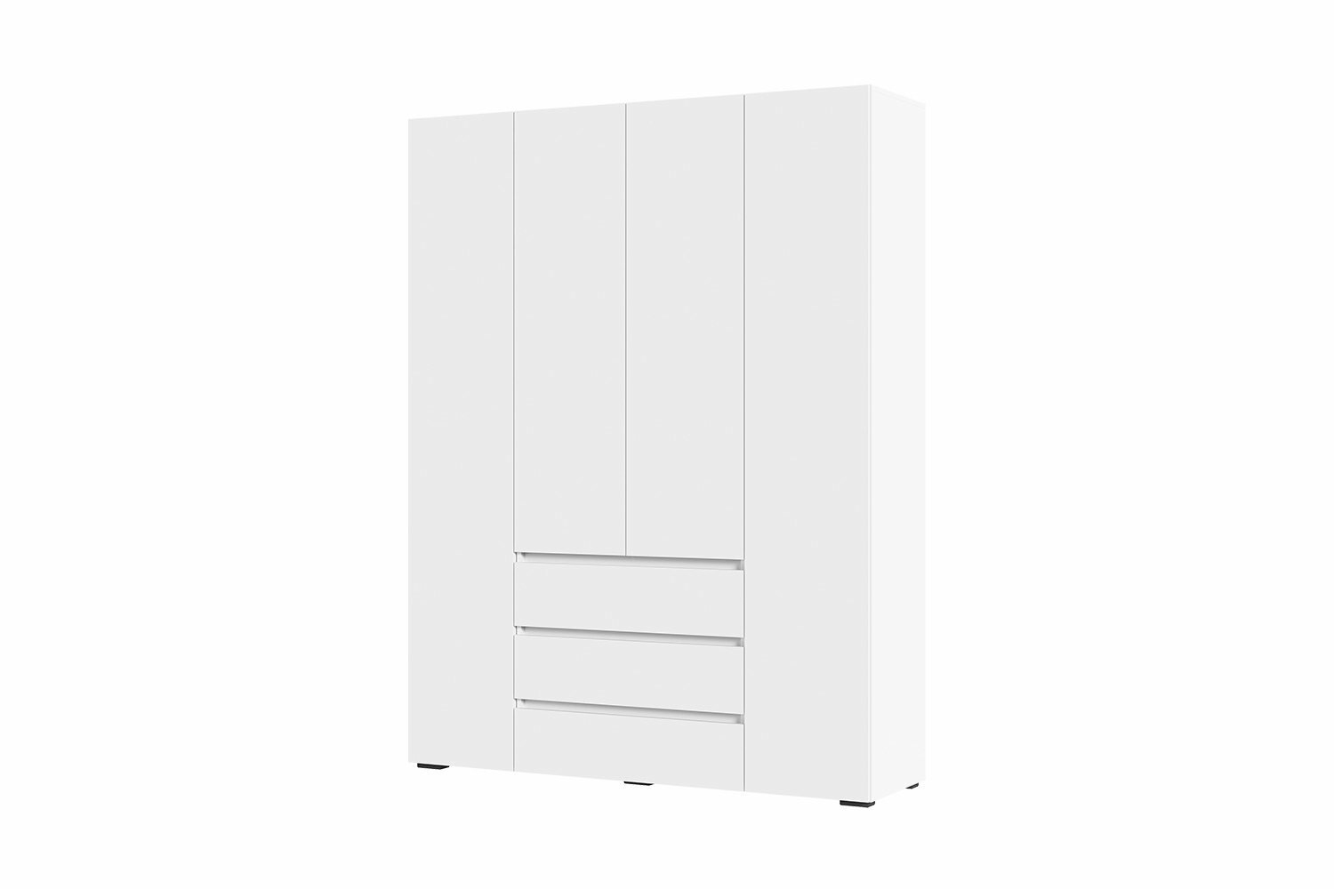 Шкаф 4-створчатый с ящиками Веста ШК 05, 160х210х46 см, белый шагрень