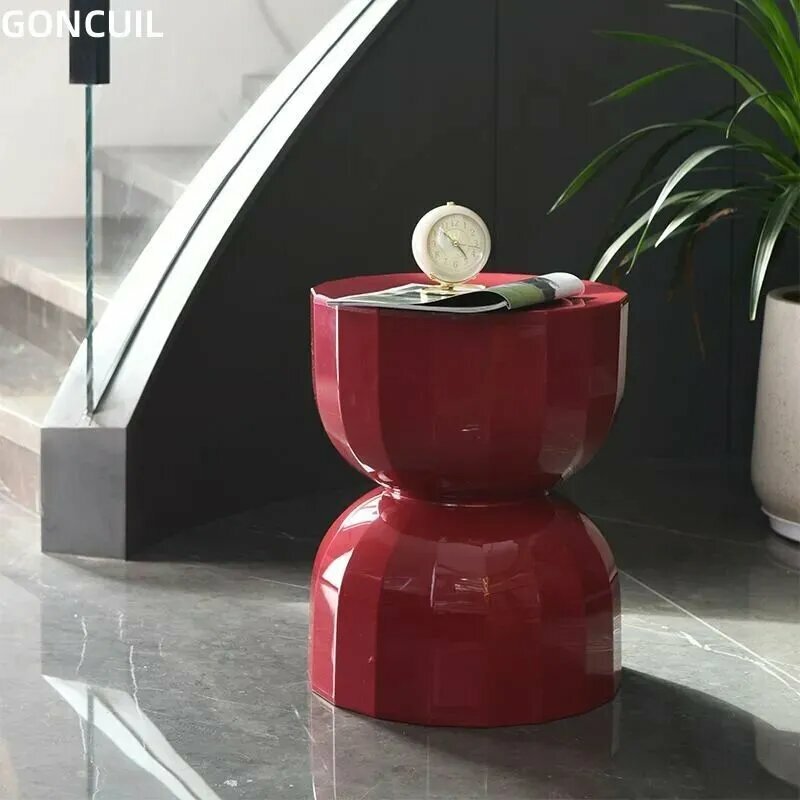 Журнальный стол, цельное литьё, круглый, красный, 36х36х45 см