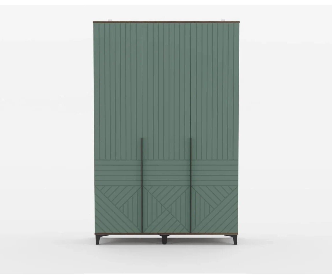 Шкаф распашной 3-х створчатый с полками и штангой Палау 135,2х50х210см, Табак/МДФ Эвкалипт софт, петли с доводчиком