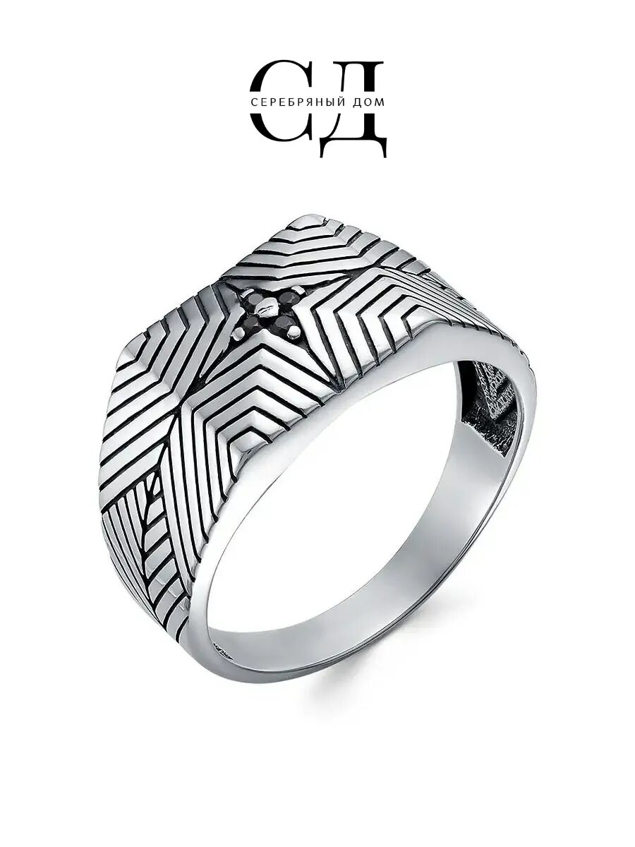 Печатка, серебро, 925 проба, чернение, оксидирование, шпинель