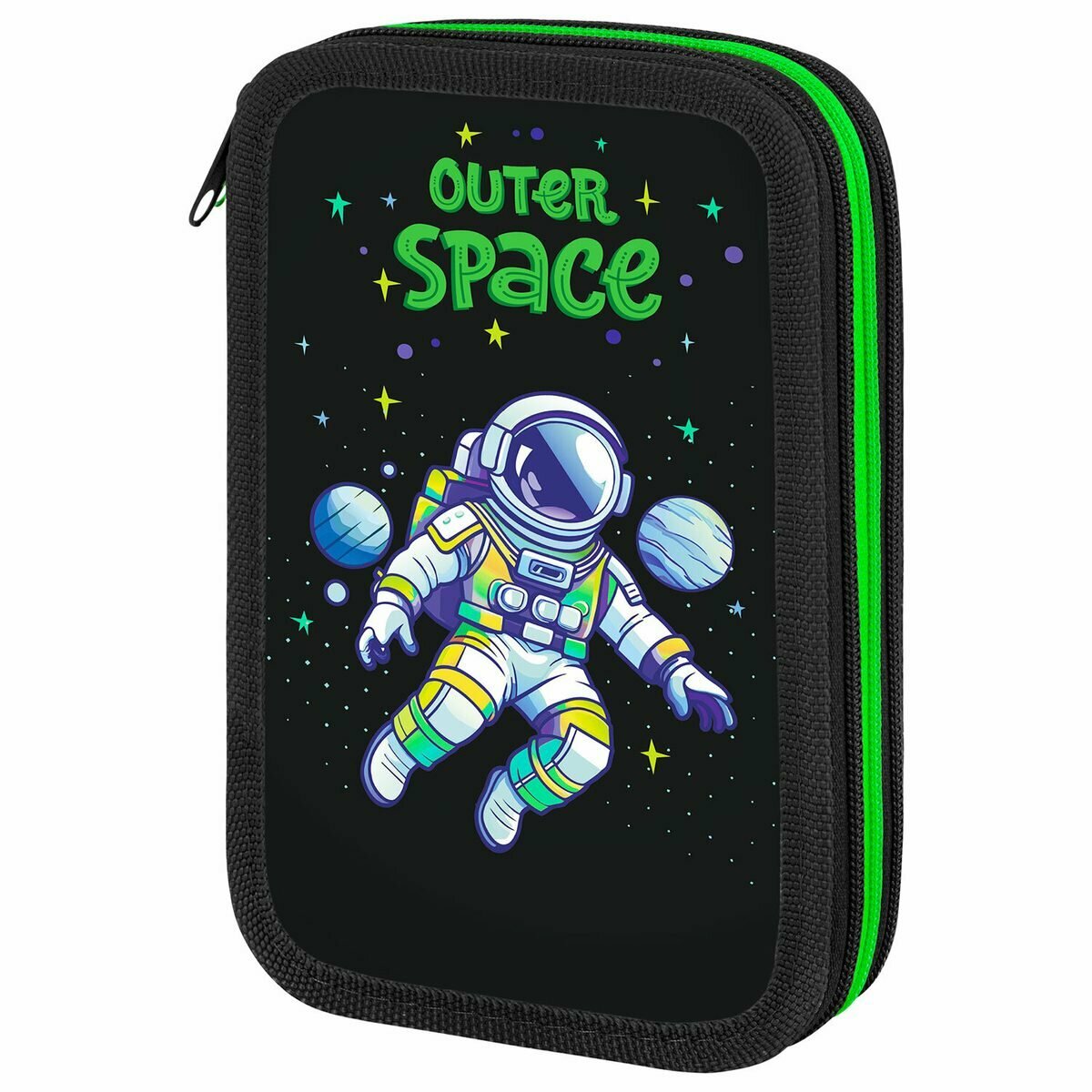 Пенал школьный 3 отделения Пифагор, ламинированный картон, 19х11см, "Outer space" (273488)