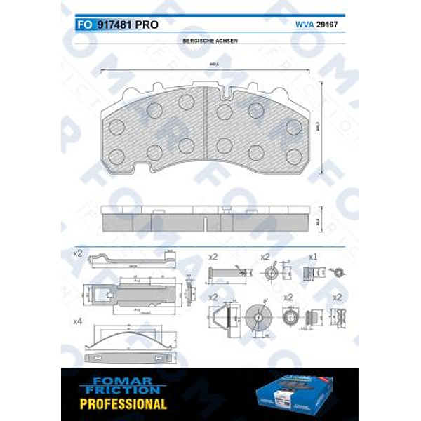 FOMAR FO 917481 PRO fo 917481 pro тормозные колодки wva29307 c р / к, зад дисковый тормоз knorr sb / sn-7\ bpw /