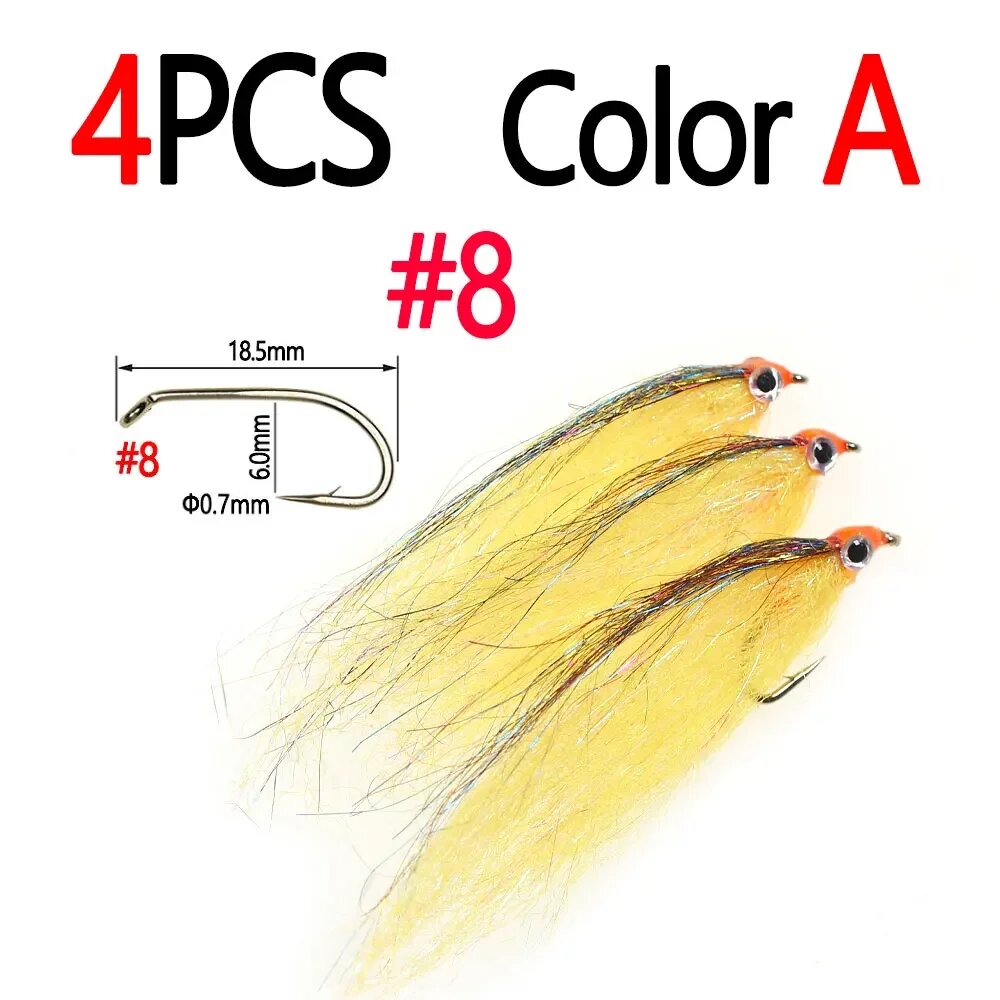 Bimoo 4 шт. летучий стример для рыбалки 4pcs Color A Size 8