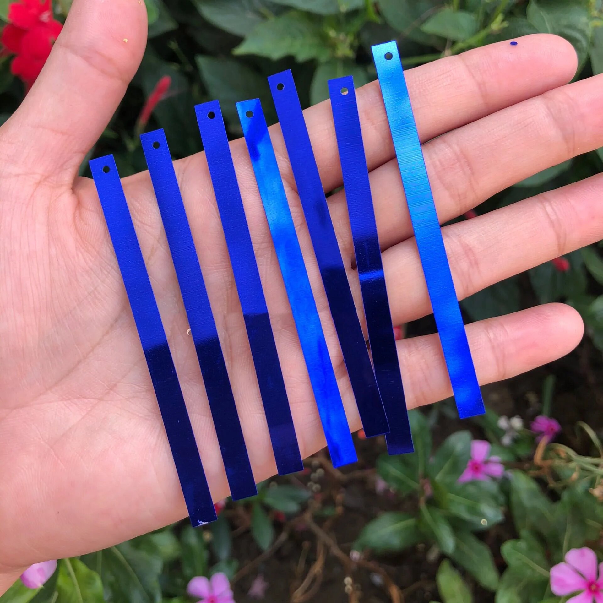 Прямоугольные блестки PET 5x75 мм Синий, 50g, royal blue