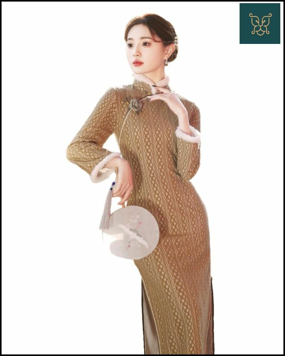 Зимний женский чонсам в китайском стиле, плюс флисовый воротник для сохранения тепла в старинном костюме -lj