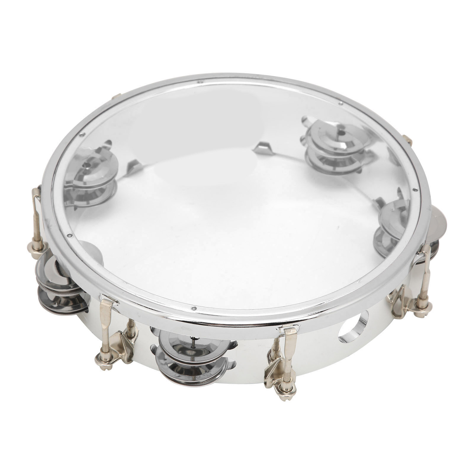 MBAT Tambourine Регулируемый тон двойной ряд Jingle Bells Рукоятный ударный инструмент барабан 8 -intransparent