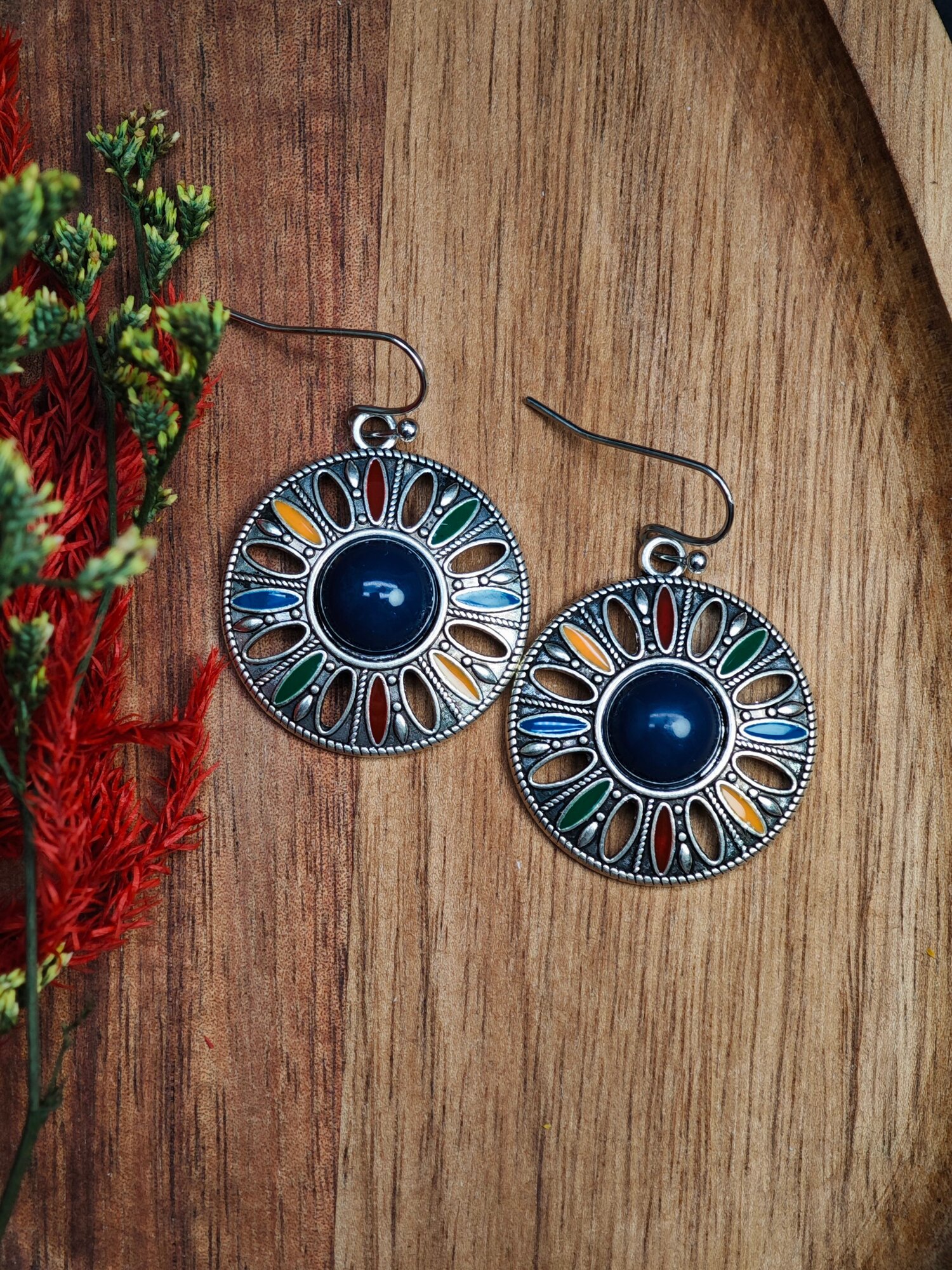 Серьги, бирюза синтетическая, эмаль