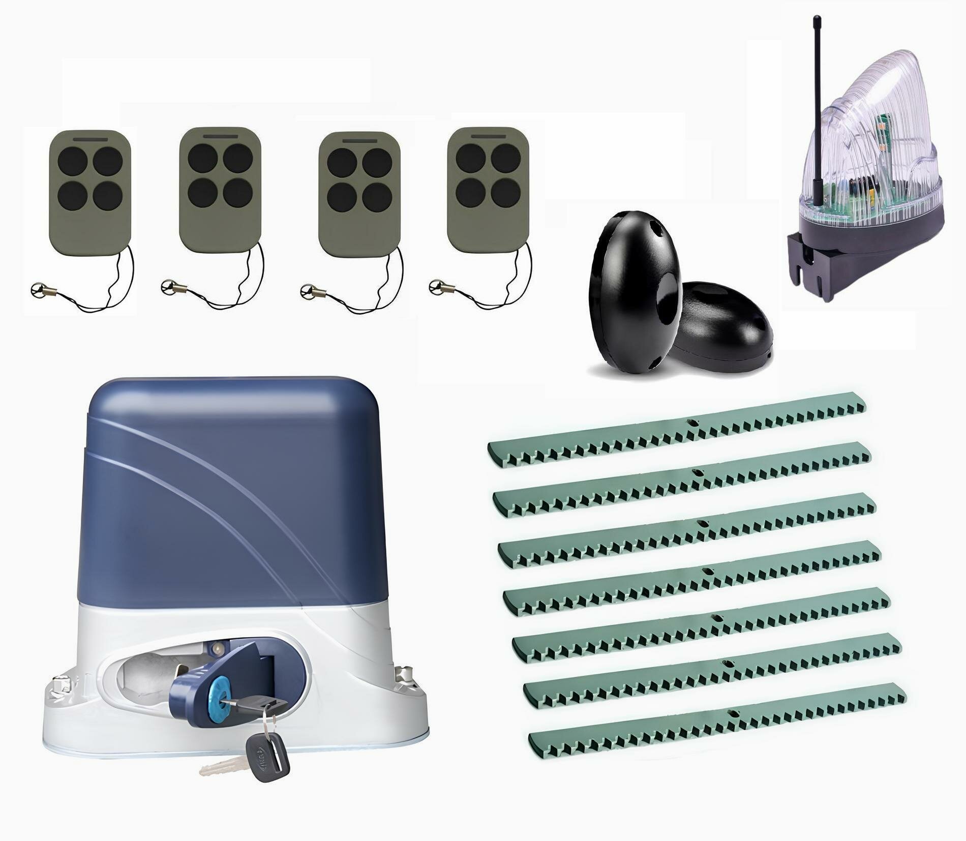 Автоматика для откатных ворот KSL-800 FULL-5K7-Т4, комплект: привод, 4 пульта, фотоэлементы, лампа, 7 реек