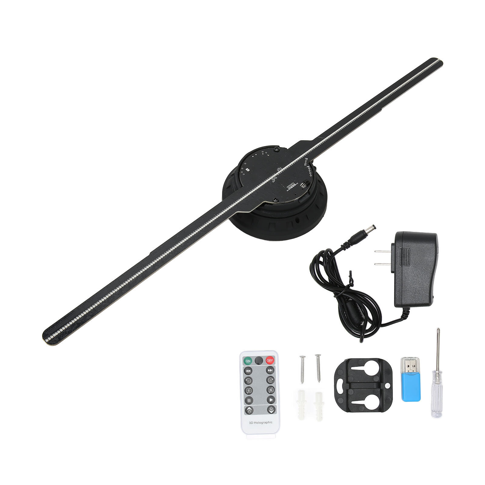 Вентилятор с 3D-голограммой, разрешение 512x234P, 234 светодиодных бусины, 16,5-дюймовая голограммная рекламная машина для магазина вечеринок, 100‑240 В, вилка стандарта США