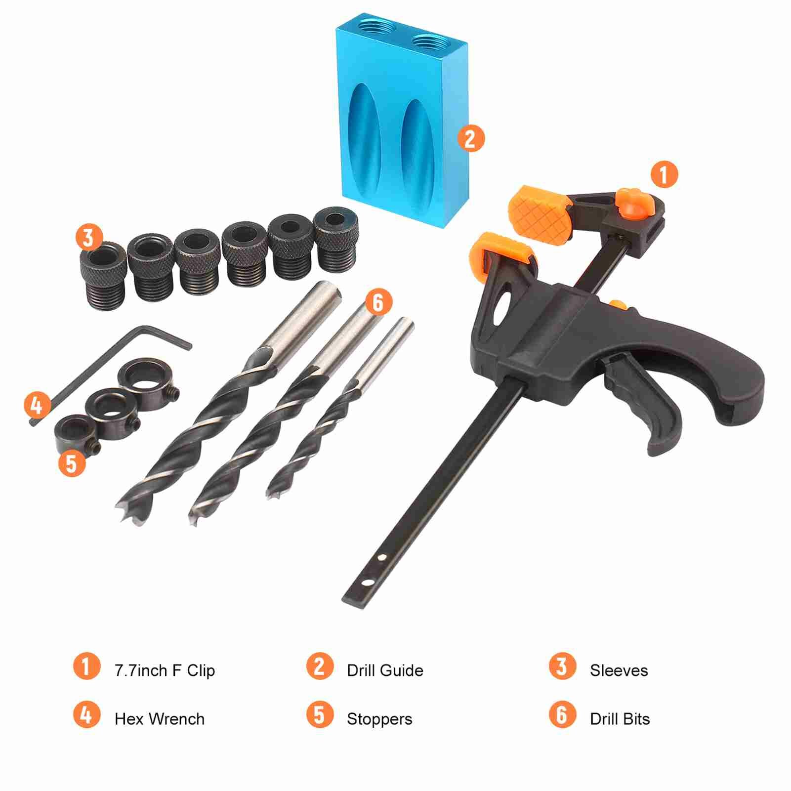 Набор из 15 кондукторов для карманных отверстий, 8 мм, 10 мм, направляющая для сверления под углом 15 градусов, столярный инструмент, кондуктор для наклонных отверстий, локатор для дырокола, кондуктор-сверло, плотницкие инструменты