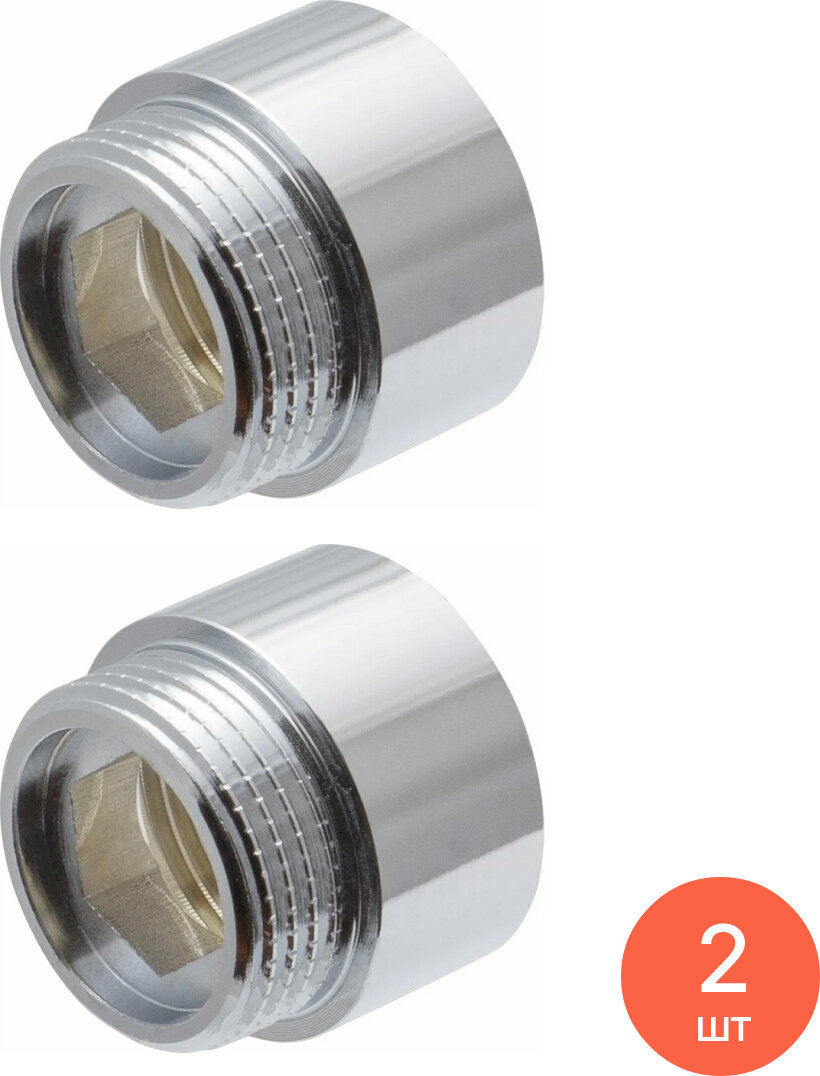 Удлинитель сантехнический MIXTON / Микстон хромированный из латуни CW617N, внутренняя и наружная резьба 3/4дюйма, длина наращивания 10мм / фитинг (комплект из 2 шт)
