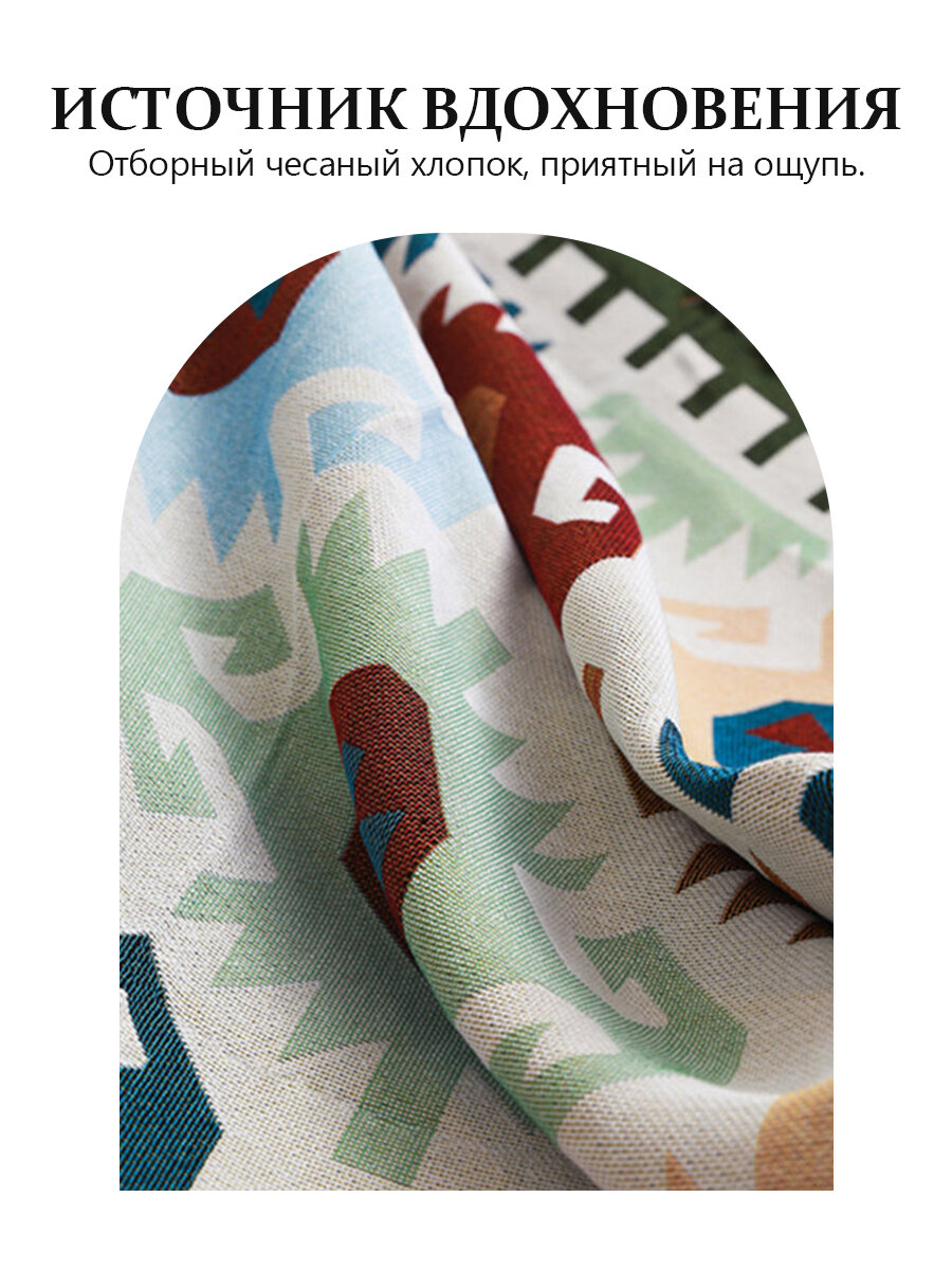 Современное покрывало для дивана с геометрическим узором / Универсальный плед для пикника и пляжа/ Плед хлопковый из полиэстера/ INS Трендовый стиль/ 90x180 см