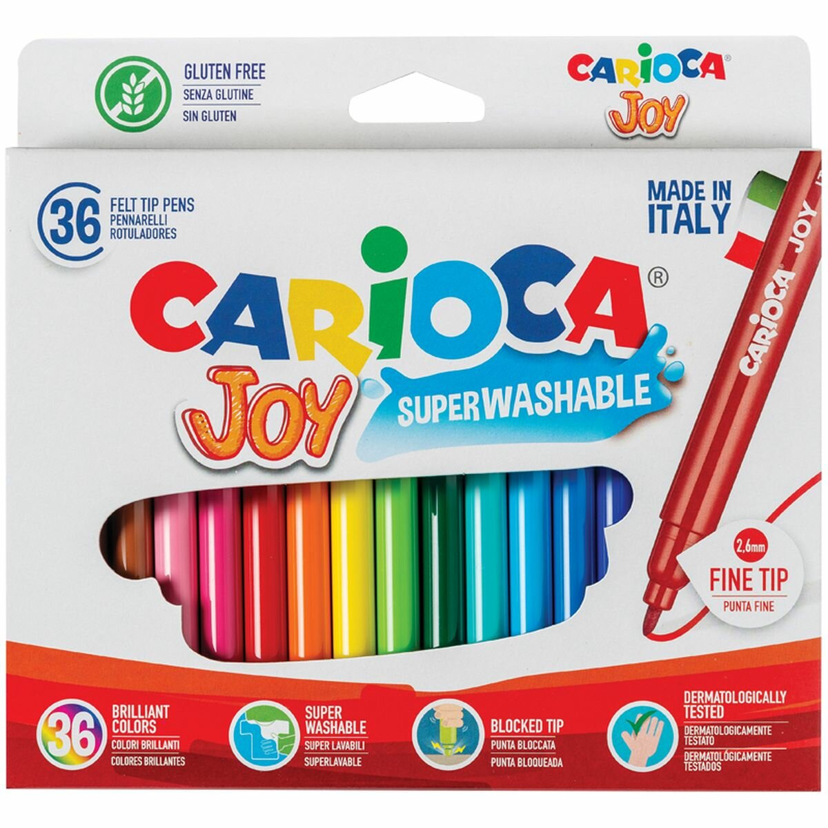 Набор фломастеров 36 цветов Carioca Joy (линия 1-2.6мм, смываемые) картон. уп. (40616)