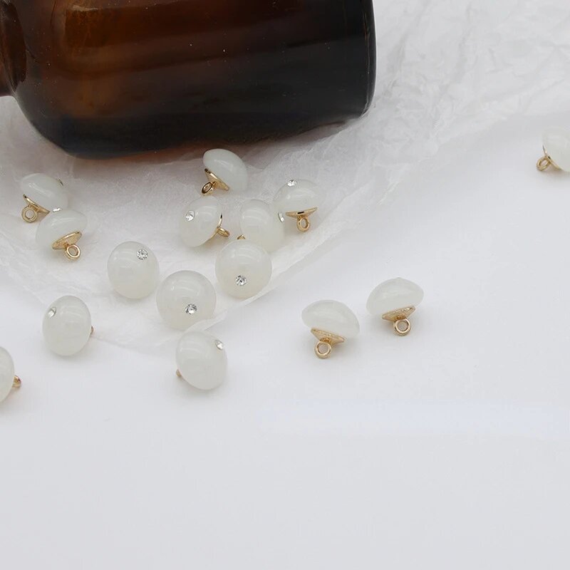 Декоративные пуговицы ZheHui гриб 6 шт 12MM 6PCS, Белый, White