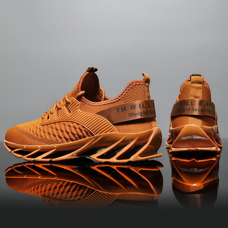 Мужские осенние дышащие летающие тканые повседневные мужские модные лезвия рыбья чешуя спортивные кроссовки для бега