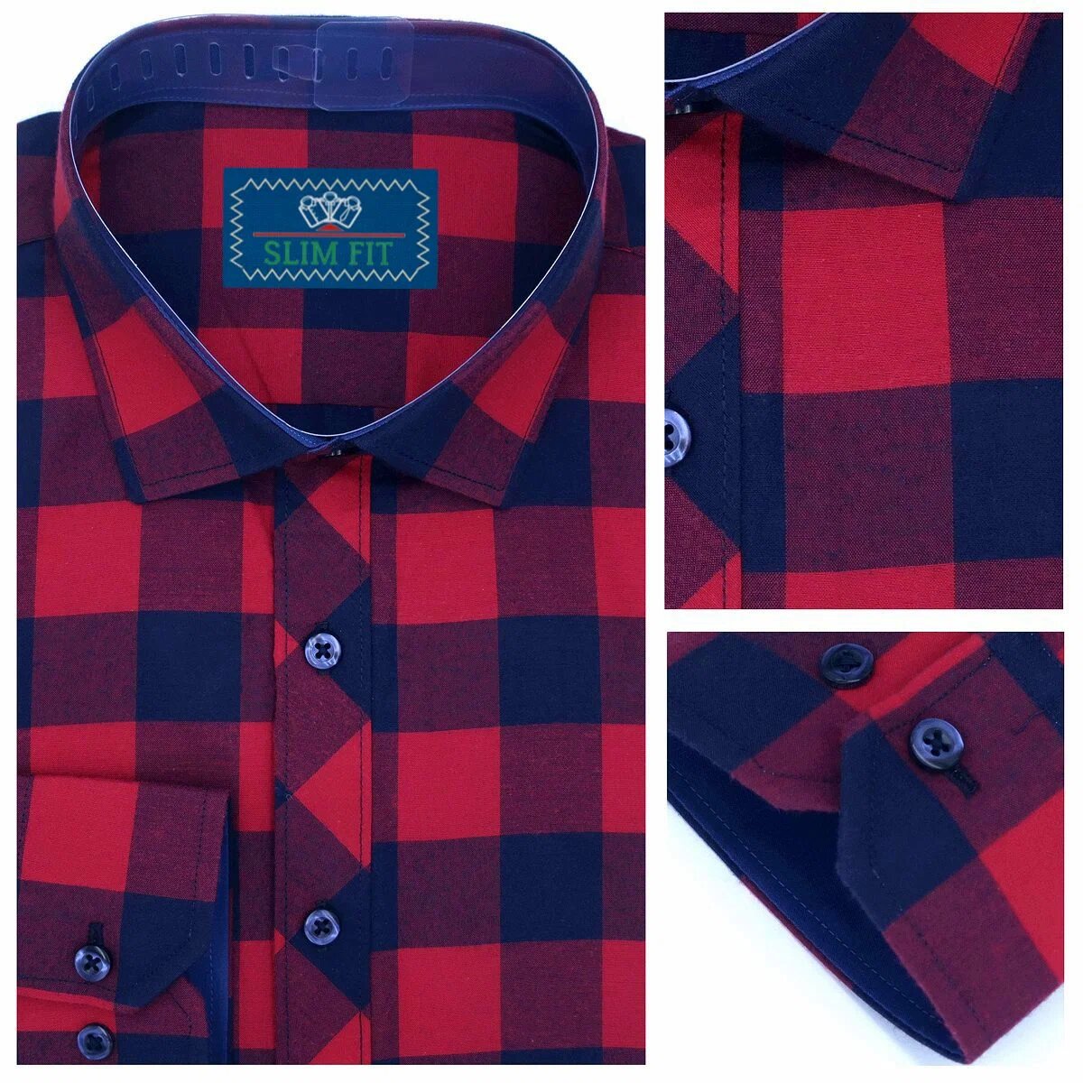 Рубашка приталенная с длинным рукавом мужская рубашка, темная сорочка, на пуговицах, рубаха на любой сезон, разноцветная клетка, без карманов, на любой сезон и на лето рубашка Slim fit с приталенным кроем зау