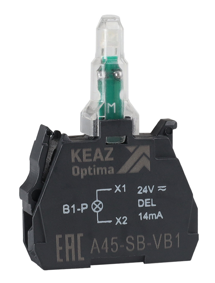 Световой блок КЭАЗ OptiSignal D22 A45-SB-VB5 для устройств управления и сигнализации с защитой от наводок, красный, 24В AC/DC ZBVB5 / электрика