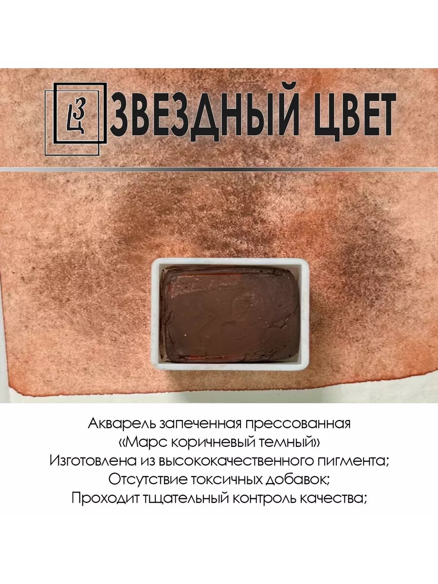 Акварель марс коричневый темный запеченная полукювета 2 мл