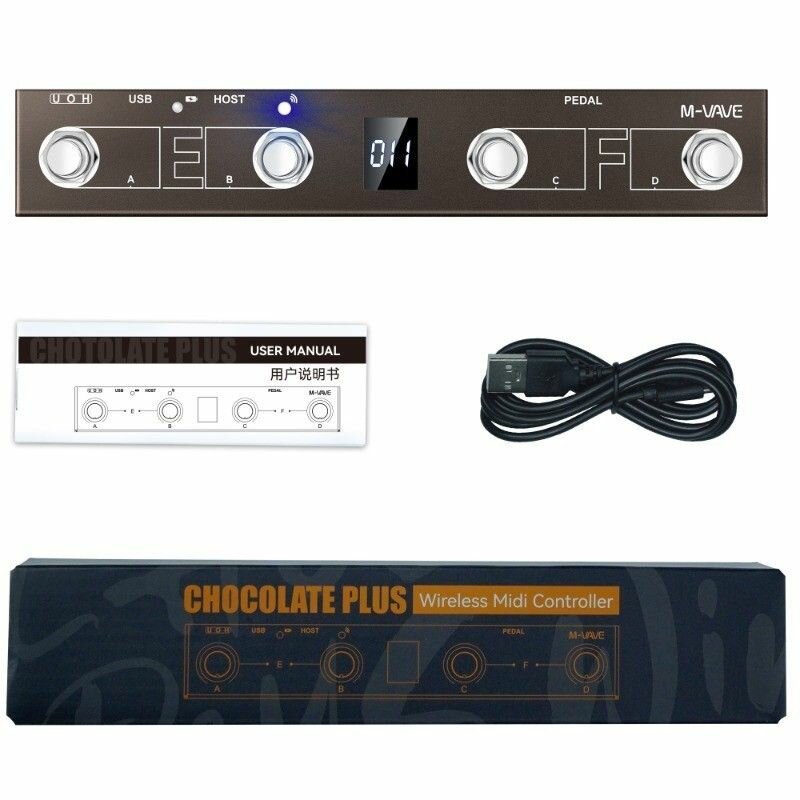 M-vave Клавиатура Беспроводного Midi-контроллера Chocolate Plus С 4 Кнопками И Ножным Переключателем Поддерживает Функцию Управления Интерфейсом Хоста