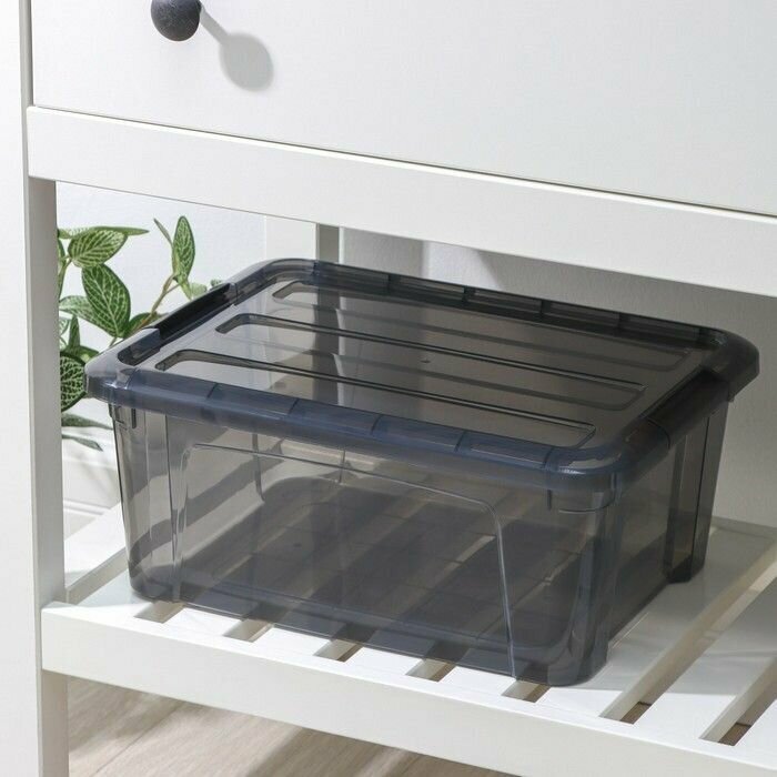 Контейнер для хранения с крышкой Кип, 11 л, 37,5 28,5 16 см, цвет чёрный прозрачный