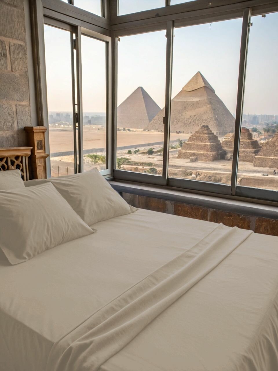 Постельное белье сатин Браш King Size семейное на резинке 200х200х30 - "Овсяный"