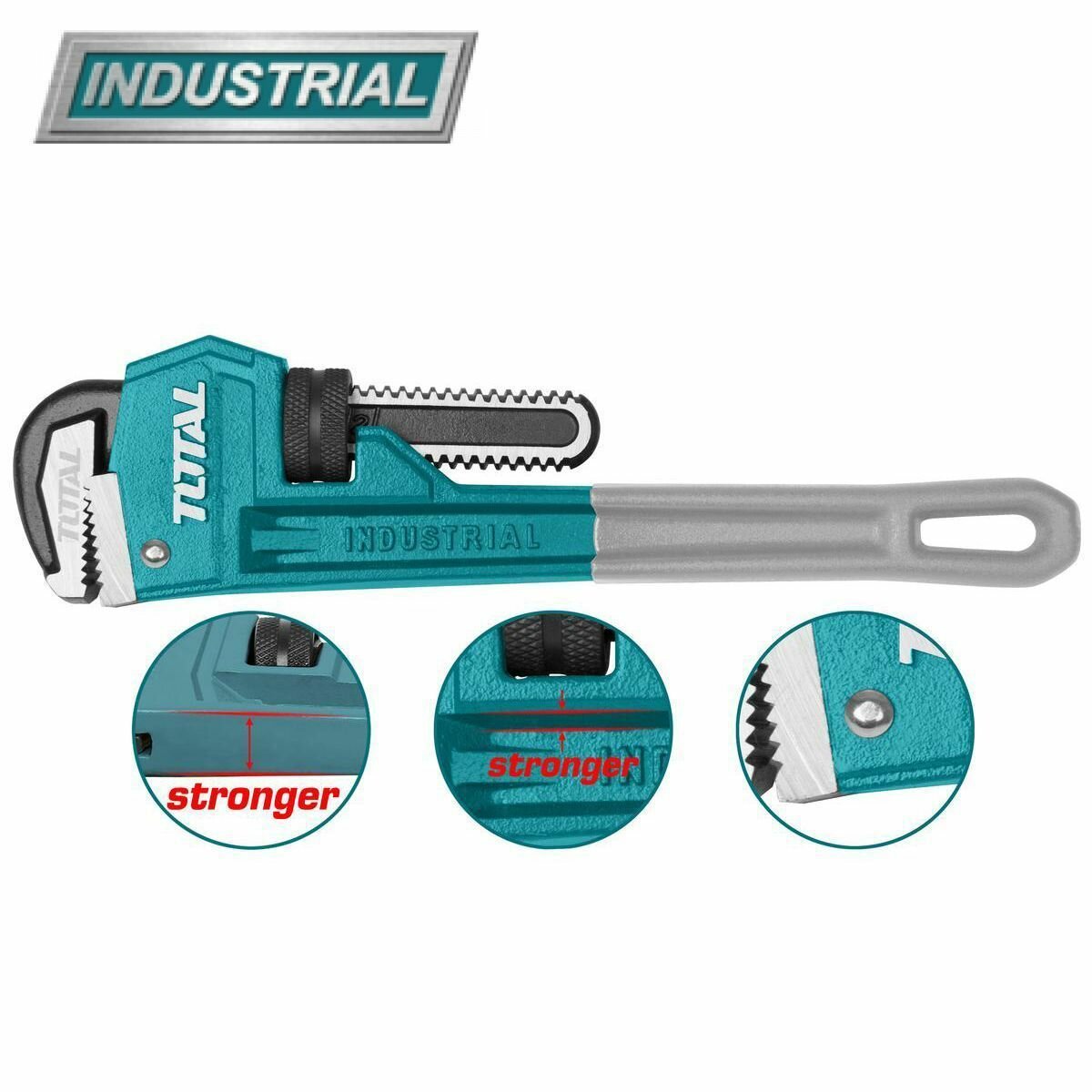 Ключ разводной трубный TOTAL THT171006, искробезопасность, 25см, 0-34мм