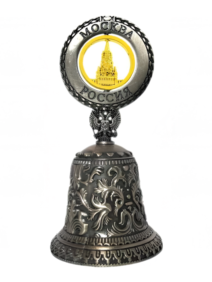 Колокольчик сувенирный с узором "Московская башня" (9,5 см)