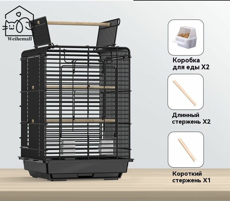 Большая клетка для попугаев с жердочками на расстоянии 18 мм друг от друга