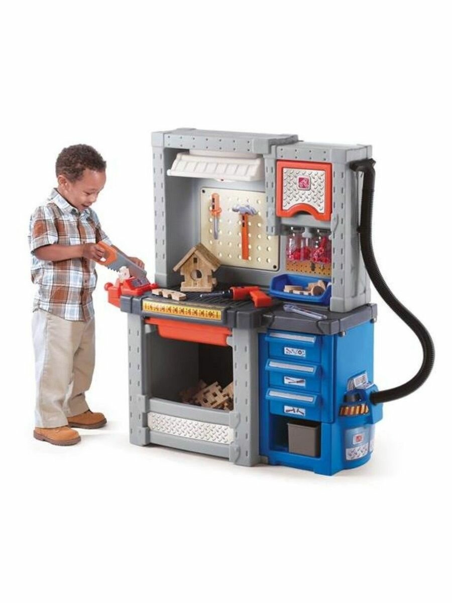 Детский набор "Маленький столяр" Step2, с дрелью и звуками, для мальчиков, от 3 лет, белый/голубой