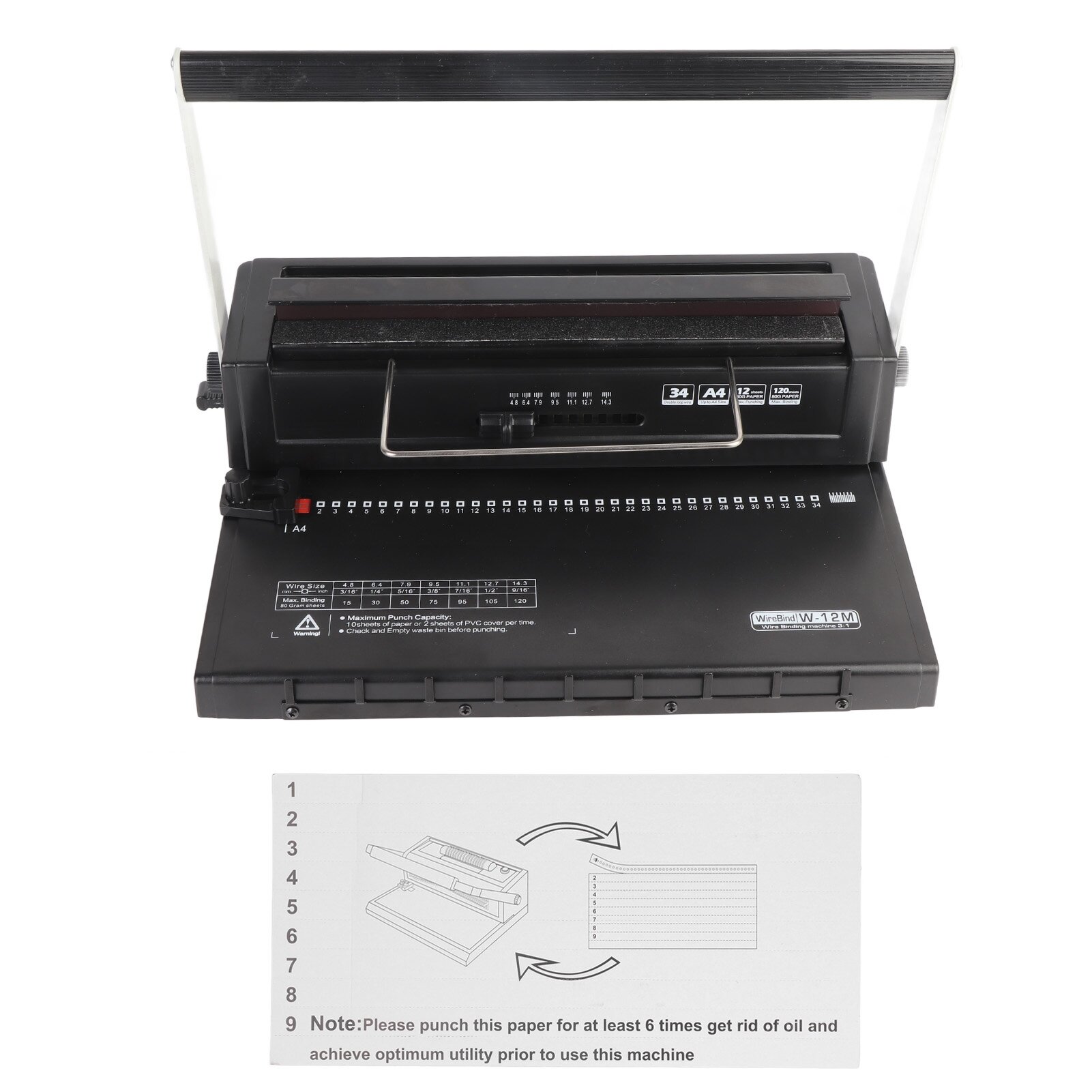 Переплетная машина с 34 отверстиями, пробивает 12 листов, для А4/А5