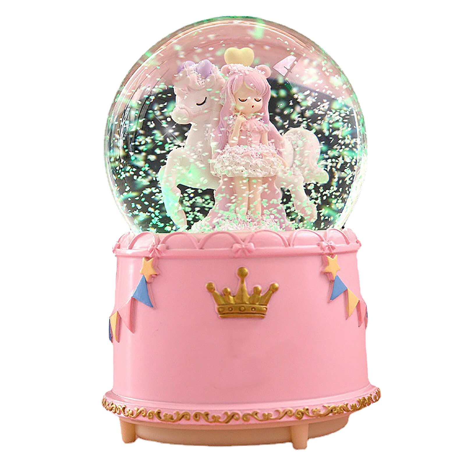 Crystal Ball Music Box Симпатичная мультфильм Снежинка Вращающаяся хрустальная шар музыкальная коробка для детей детей