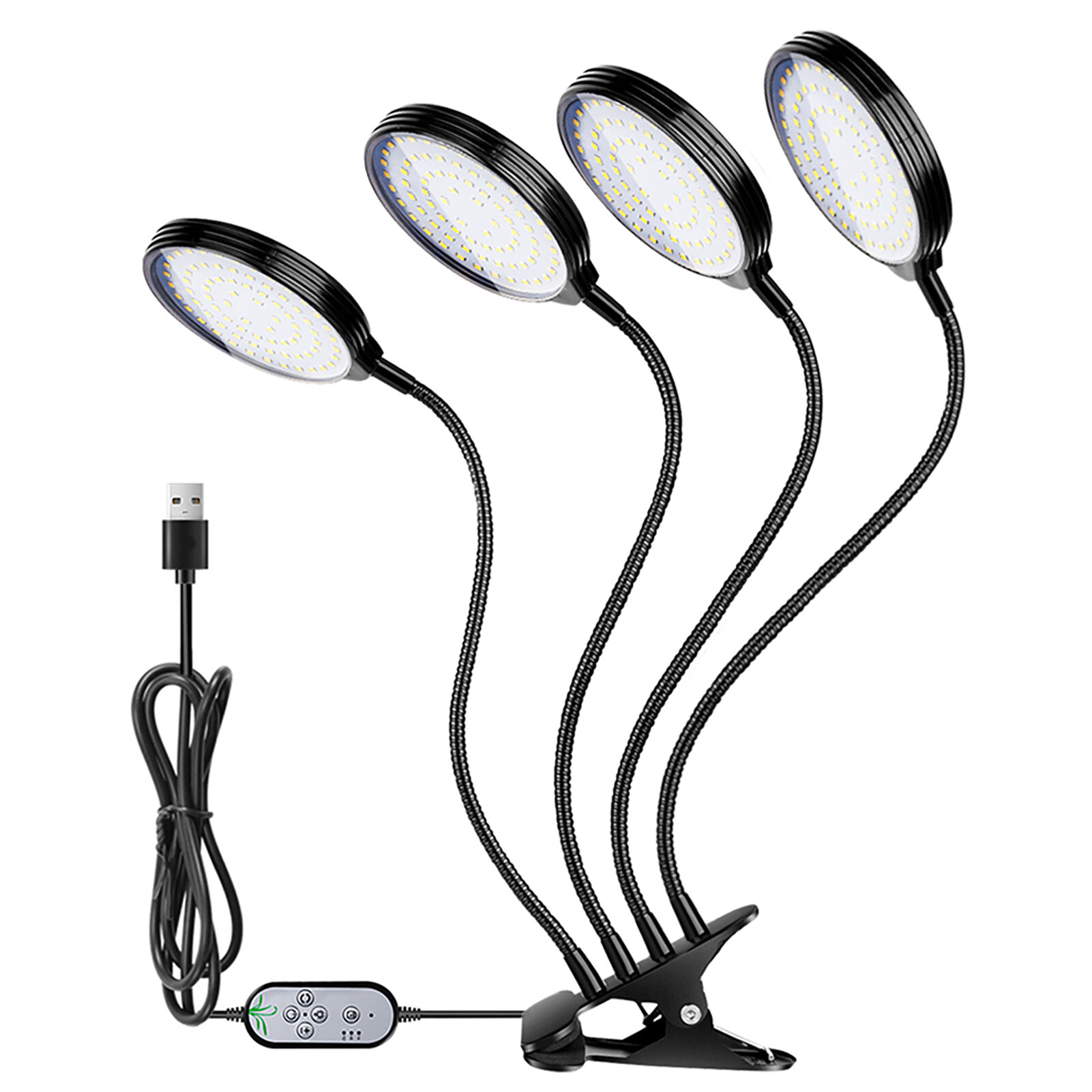 USB-светильник для выращивания растений, 312 светодиодов, солнечный свет, полный спектр, регулируемая настольная лампа с зажимом для выращивания комнатных растений, 5 уровней регулировки яркости, таймер 4/8/12 ч