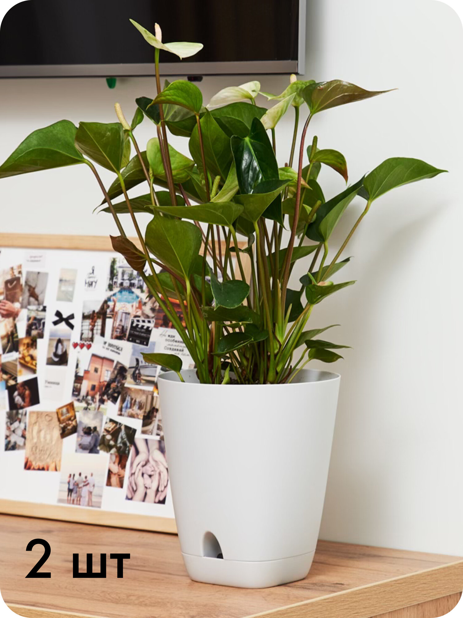 Набор горшков для цветов «Гранд», Альт-Пласт, 4лх2шт, серый, пластик