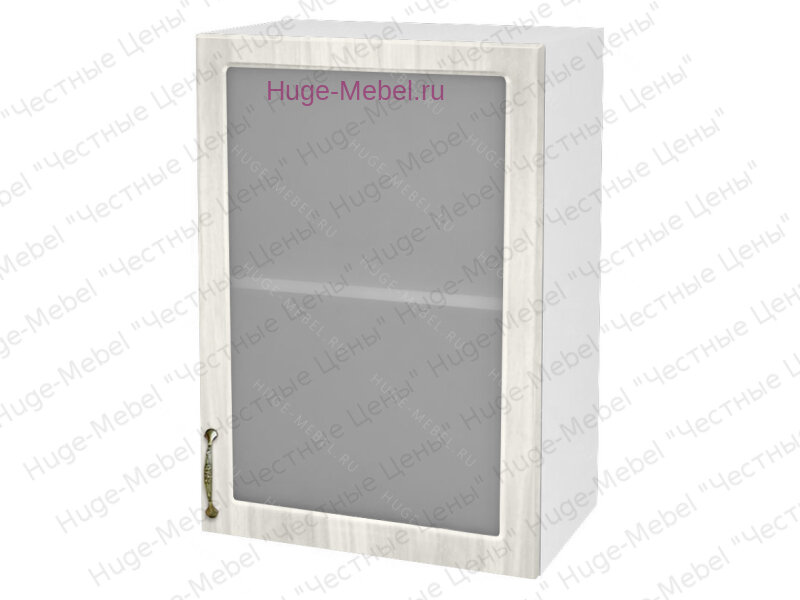 Кухонный шкаф верхний со стеклом 500 Юлия (сандал белый) Huge Mebel . Ширина 500 Высота 716. Кухонные шкафы