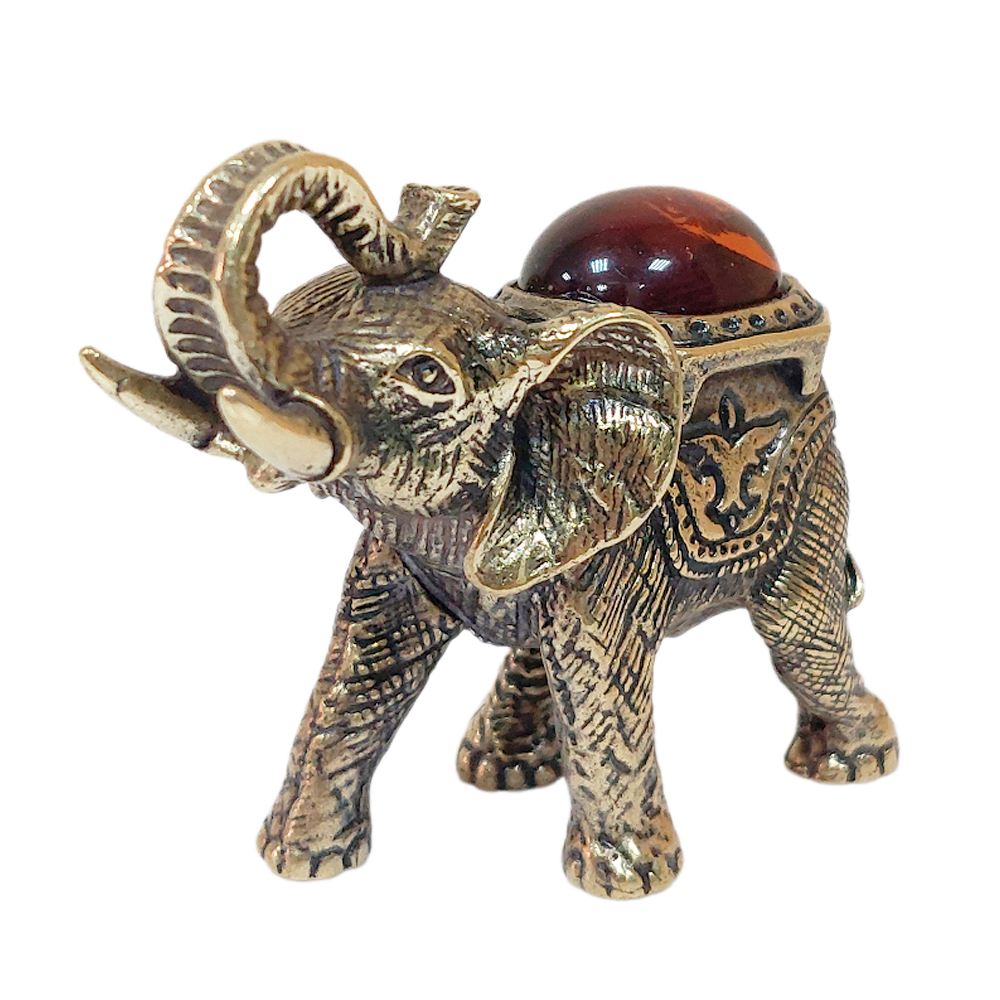 Фигурка из бронзы ручной работы "Слон Лаос", с янтарём