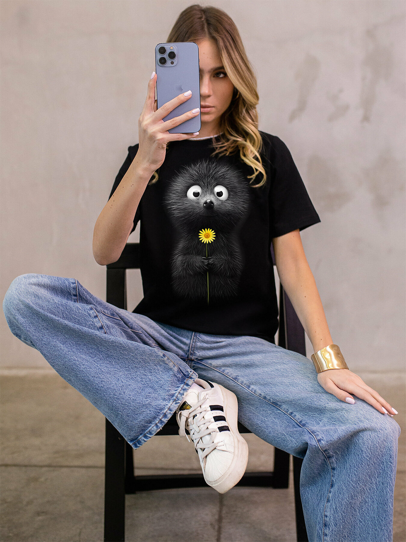 Футболка светящаяся с принтом Ёжик