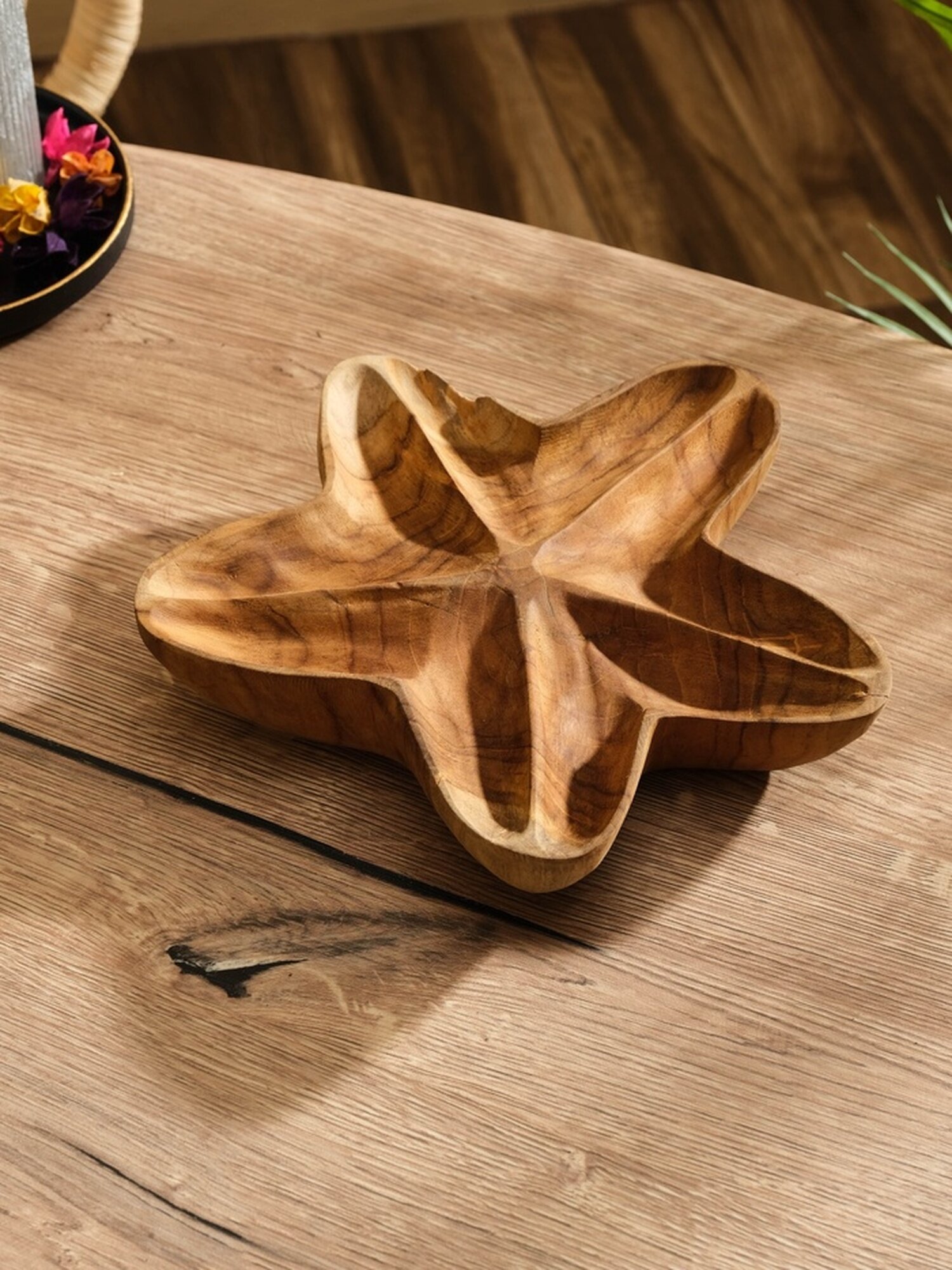 Менажница «Морская звезда», дерево Джати, 24×24×5 см, коричневая