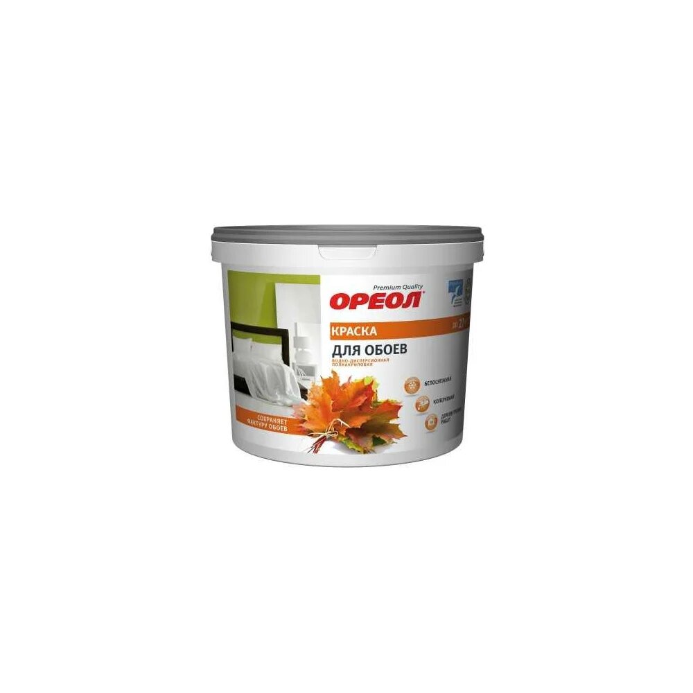 Ореол Краска для обоев белоснежная воднодисперсионная полиакриловая для внутренних работ 3 кг 5360