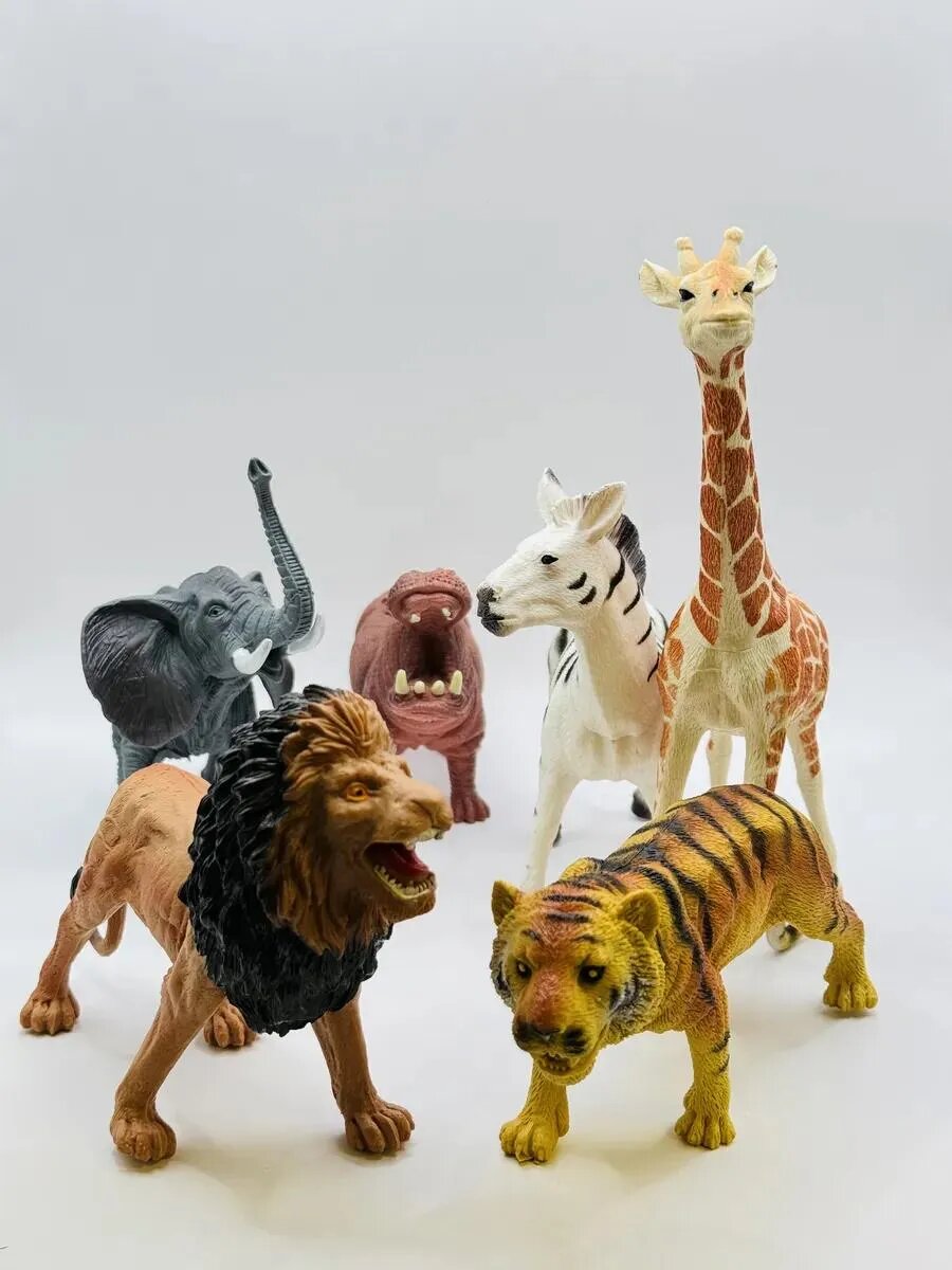 Большие фигурки животных Дикие Сафари зоопарк 17-24см 6шт.