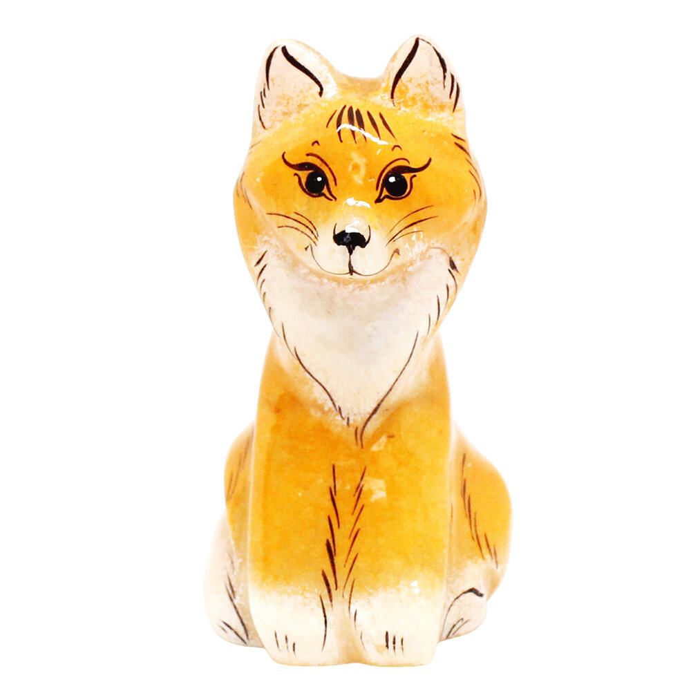 Фигурка из камня селенита "Лиса Руби", (Ручная работа)