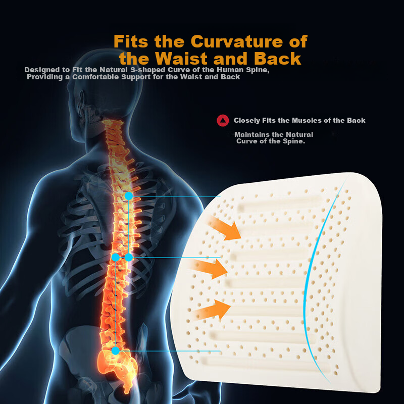 Paratex Latex Lumbar Support Cushion for Office and Car, Back Support Lumbar Pillow for Car Seat, Lumbar Cushion for Chair, Lumbar Pillow for Office Chair