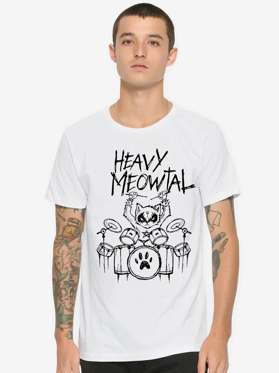 Футболка Кот Heavy Meowtal / Котик Хэви Мяутал / Рок