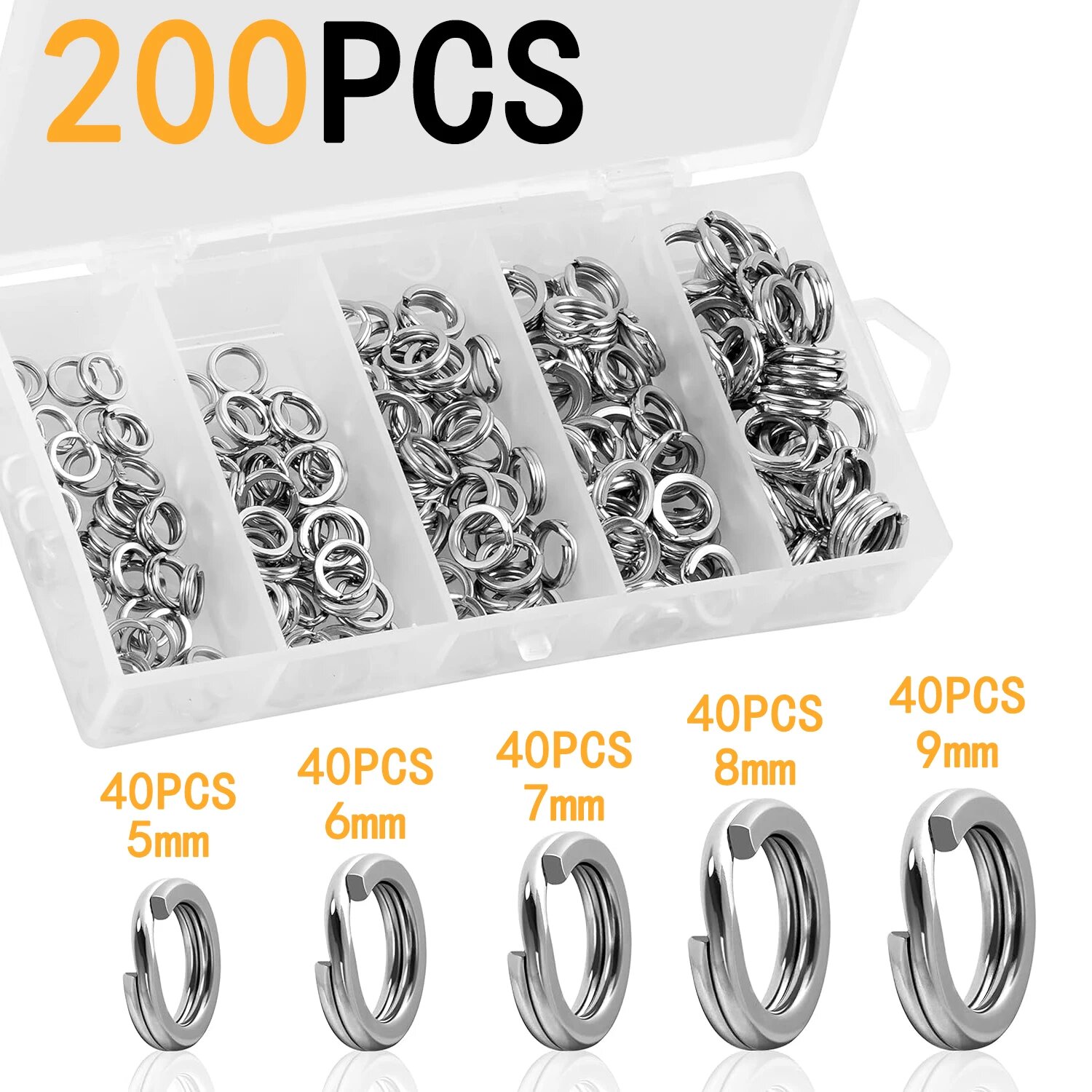Рыболовные разрезные кольца из нержавеющей стали 200/250 шт 200Pcs