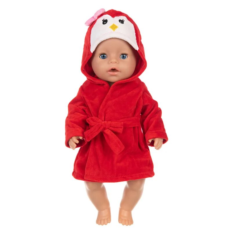 Красный халат для кукол Baby Born с капюшоном-пингвином