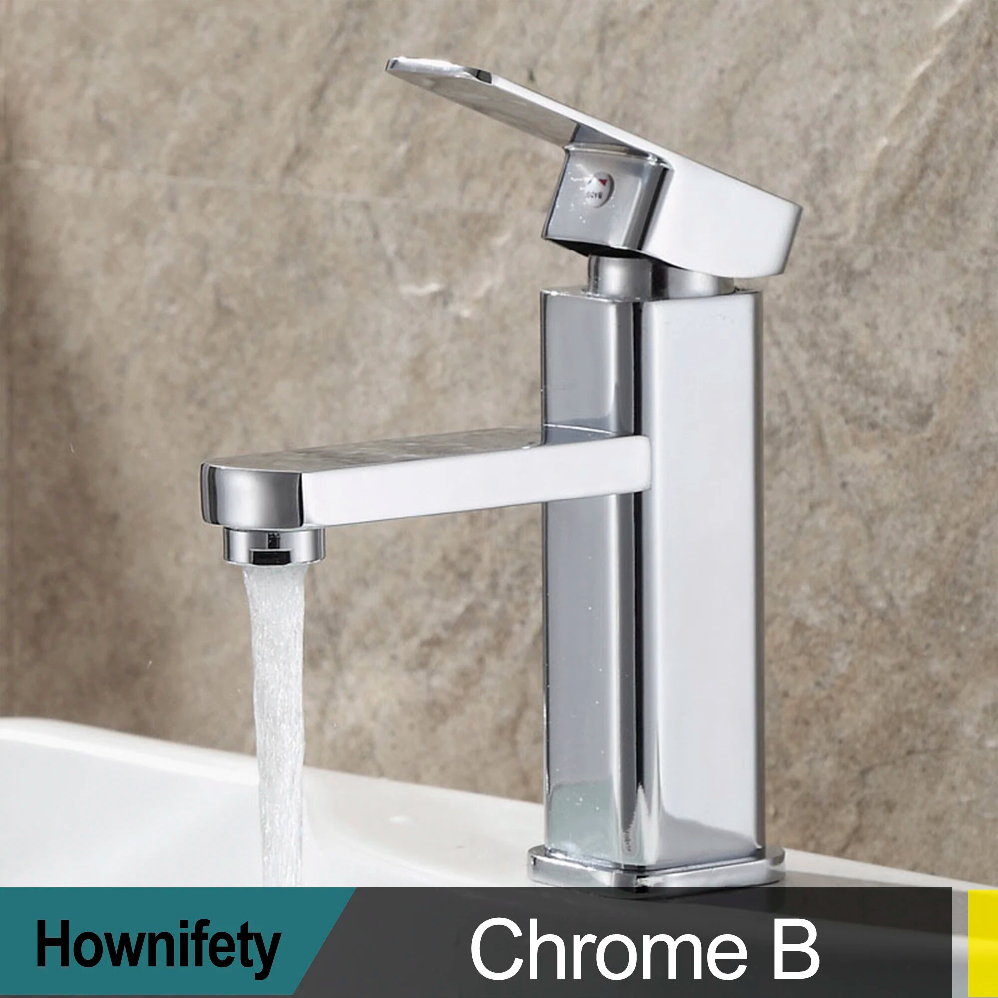 Хромированный смеситель с одной ручкой для холодной и горячей воды, кран для раковины, крепление на раковину, кран для мытья в ванную комнату, Chrome B