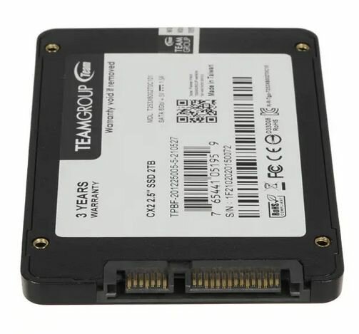 2000 ГБ 2.5" SATA накопитель Team_Group CX2 (T253X6002T0C101) - SATA, чтение - 540 Мбайт/сек, запись - 490 Мбайт/сек, 3D NAND, 3 бит TLC