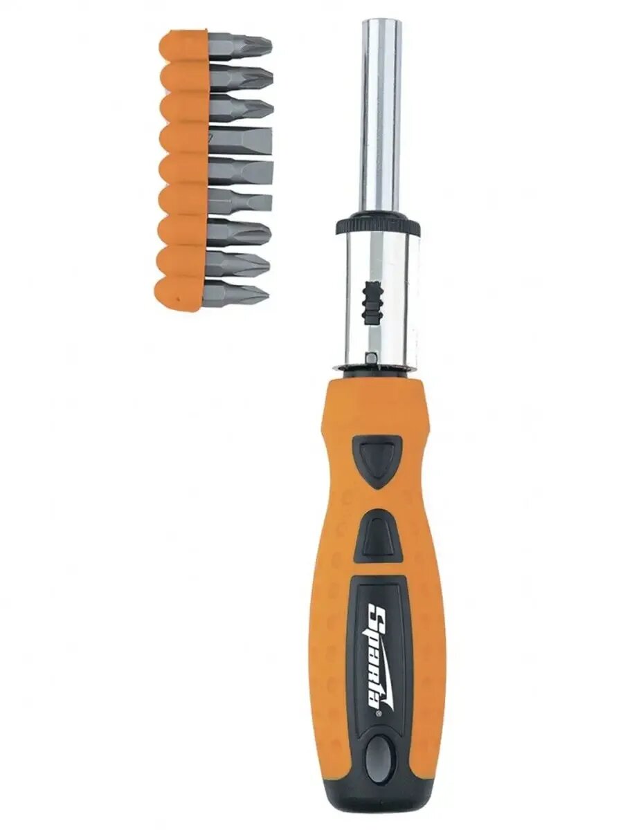 Отвертка реверсивная, набор бит (10 штук), SPARTA 115455