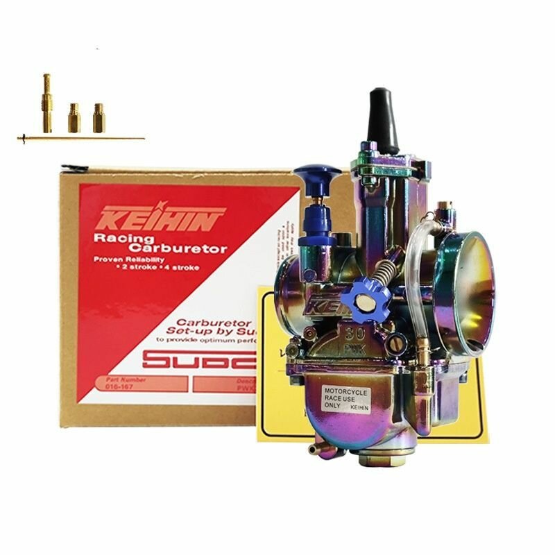 Карбюратор Keihin PWK 34 мм, подходит для двигателей Yamaha, Honda, Kawasaki, Suzuki 2T/ 4T, совместим со скутерами, квадроциклами, мотоциклами (200-300 куб. см)
