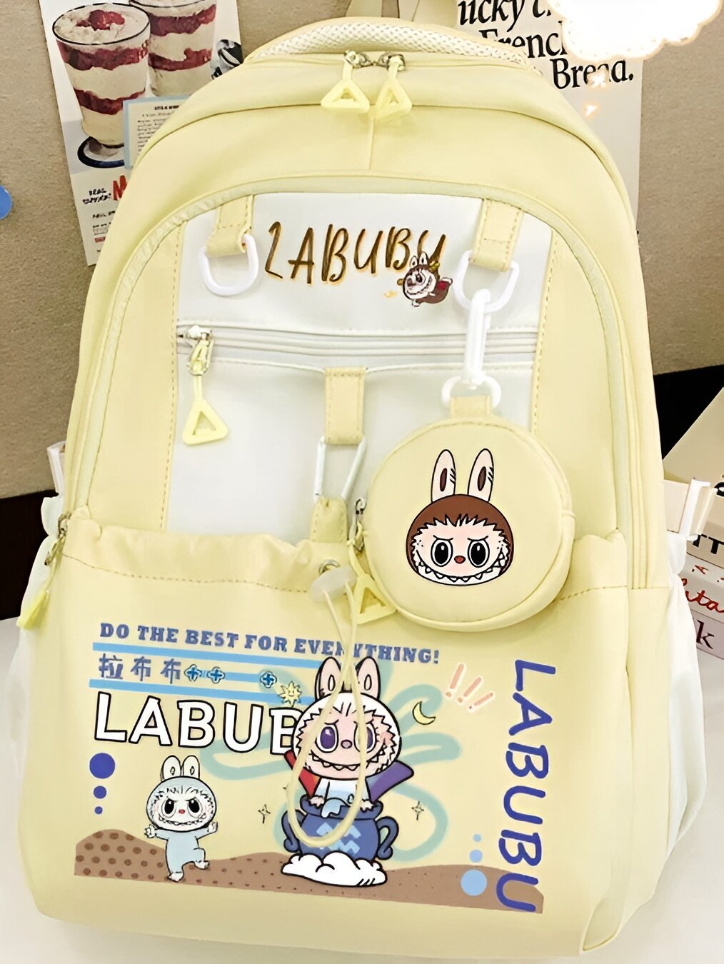 Рюкзак школьный Labubu, с наполнением из 28 предметов, цвет желтый 05