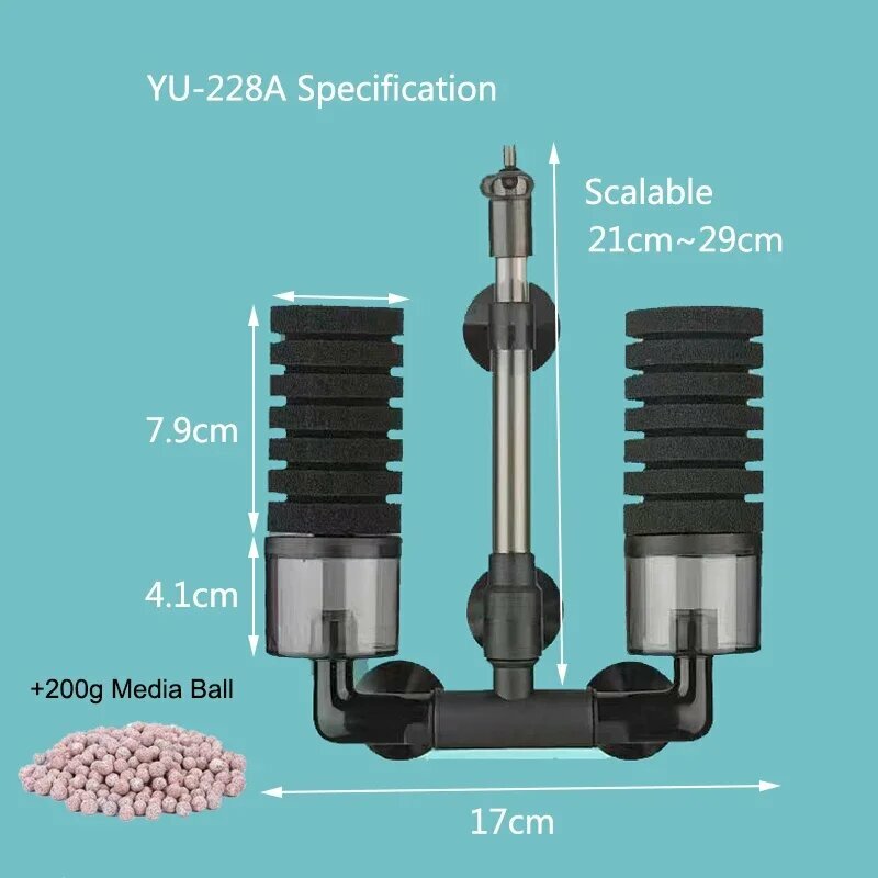 Черный биохимический фильтр для аквариума ZHIYANG Filtro Aquario YU228 with 200g ball